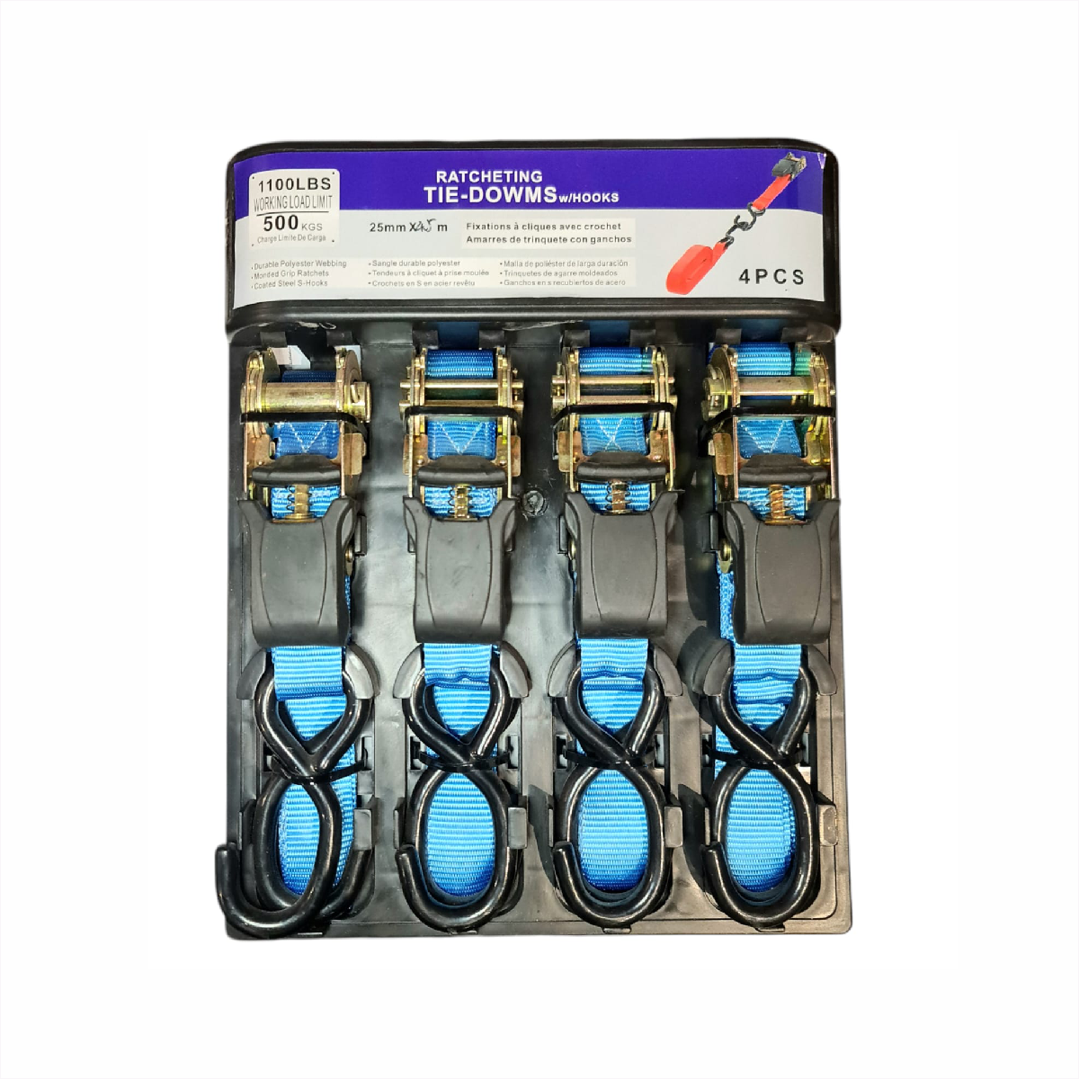 Set De 4 Eslingas Con Tensor Y Gancho 4.5M | $19.990